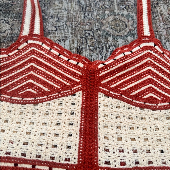 Jason Wu | Tops | Jason Wu Red And Cream Crochet Top | Poshmark